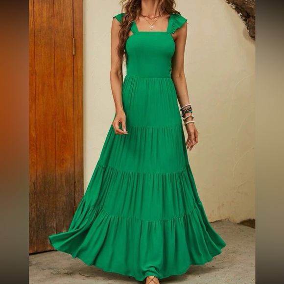 Dresses | Bobo Ruffle Hem Backless Maxi Dress | Poshmark